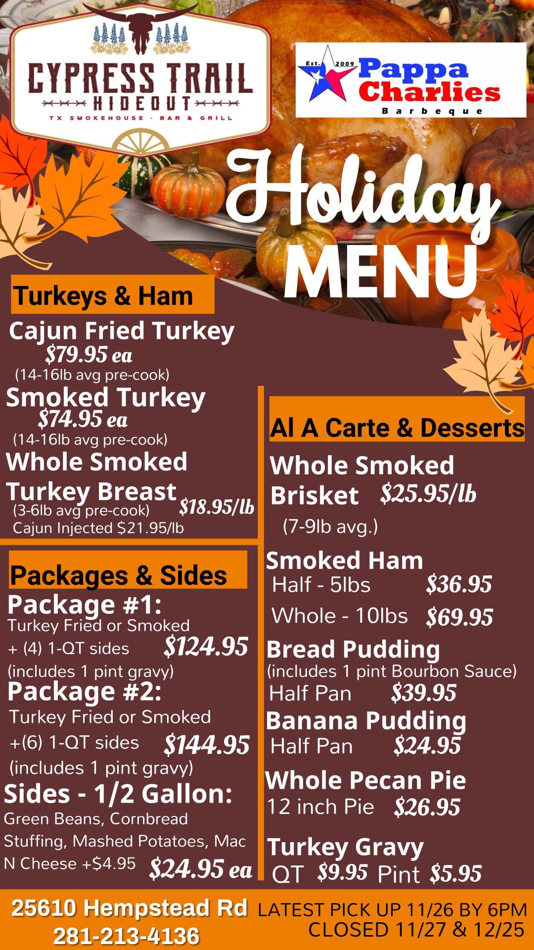 Thanksgiving Catering Guide - Hello Cypress