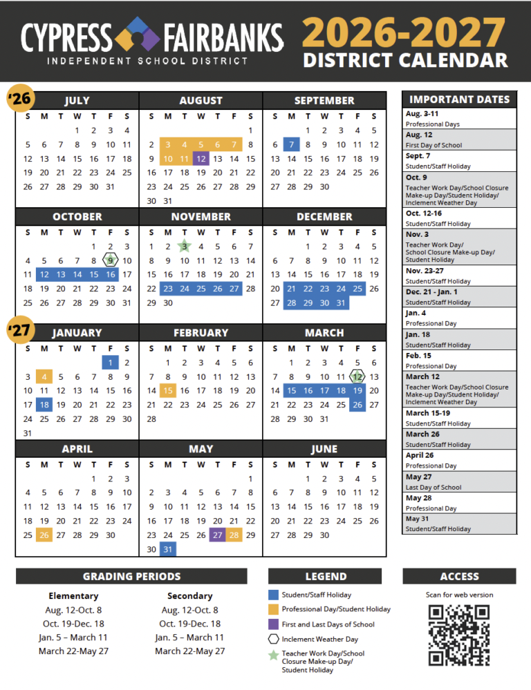 CFISD Board approves 2026-27 instructional calendar - Hello Cypress