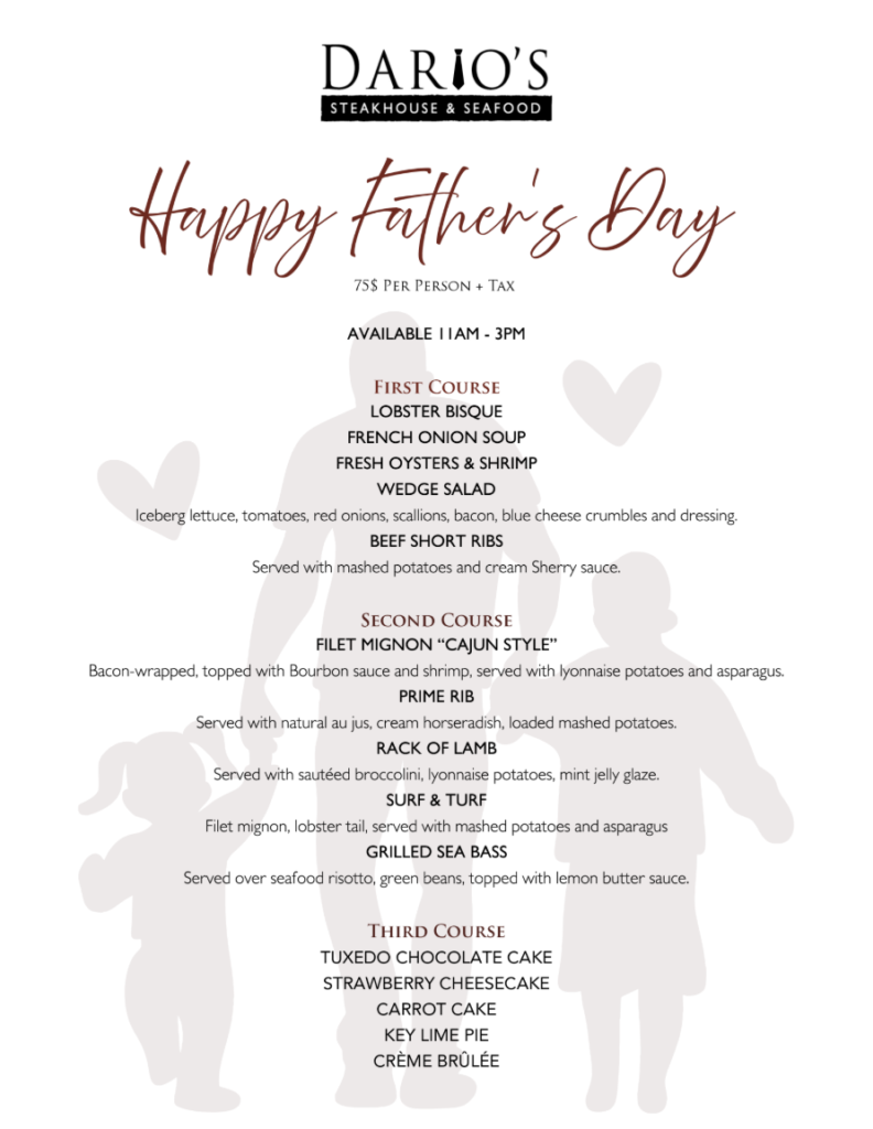 Treat Dad to a Three-Course Father’s Day Feast at Dario’s Steakhouse ...